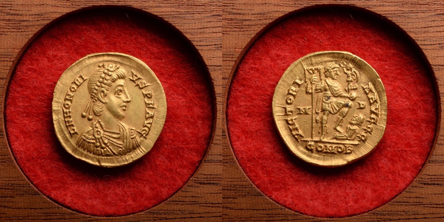 Ancient Coins - Ancient Roman Gold Solidus Coin of Emperor Honorius ...